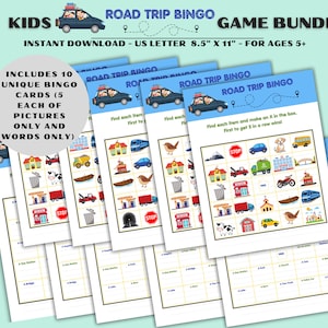 Kids Road Trip Bingo, Car Scavenger Hunt, Car Trip Games for Kids, Fun ...