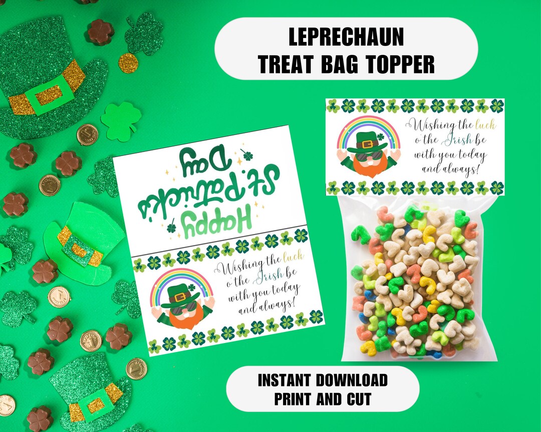 St. Patrick's Day Leprechaun, Luck of the Irish, Treat Bag Topper ...