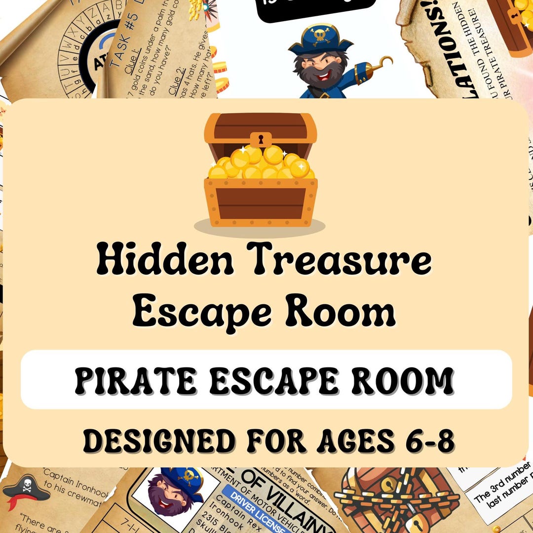 Pirate Escape Room Kids, Pirate Birthday Games, Escape Room Printable ...
