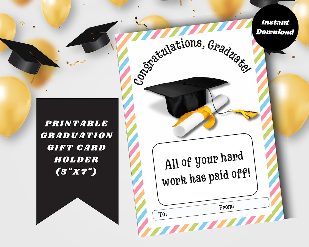 Printable Graduation Gift Card Holder, Doctoral Graduation Gift, High ...