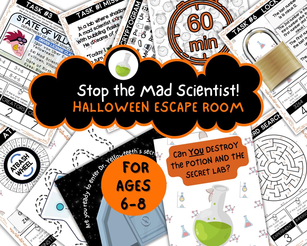 Printable Escape Rooms for Kids, Halloween Classroom Activity, Escape ...