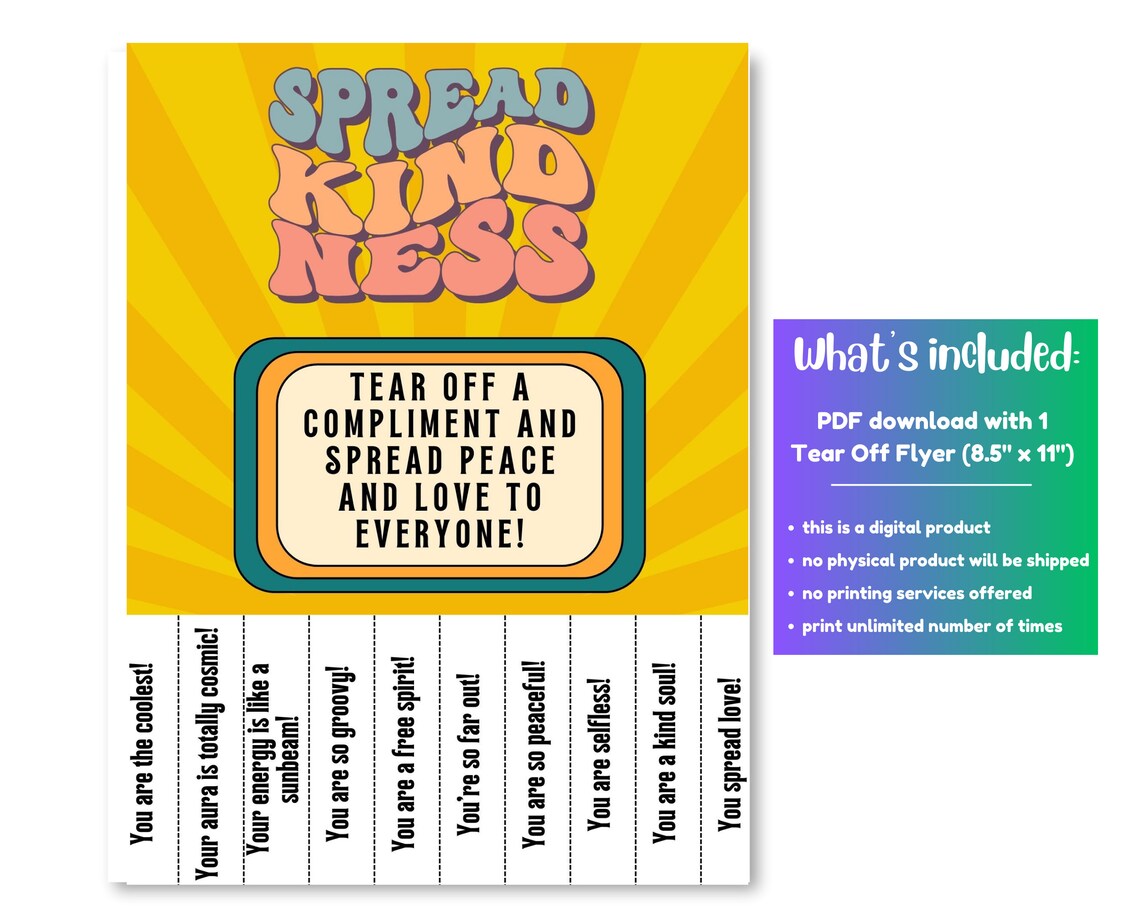 Random Acts of Kindness, Kindness Matters Flyers, Tear off Flyers for ...