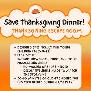 Thanksgiving Escape Rooms for Kids, Escape Room and Scavenger Hunt for ...
