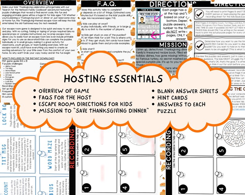 Thanksgiving Escape Rooms for Kids, Escape Room and Scavenger Hunt for ...