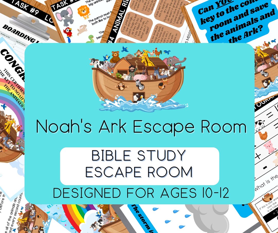 Noah's Ark Escape Room (ages 10-12), Printable Bible Escape Room, Old ...
