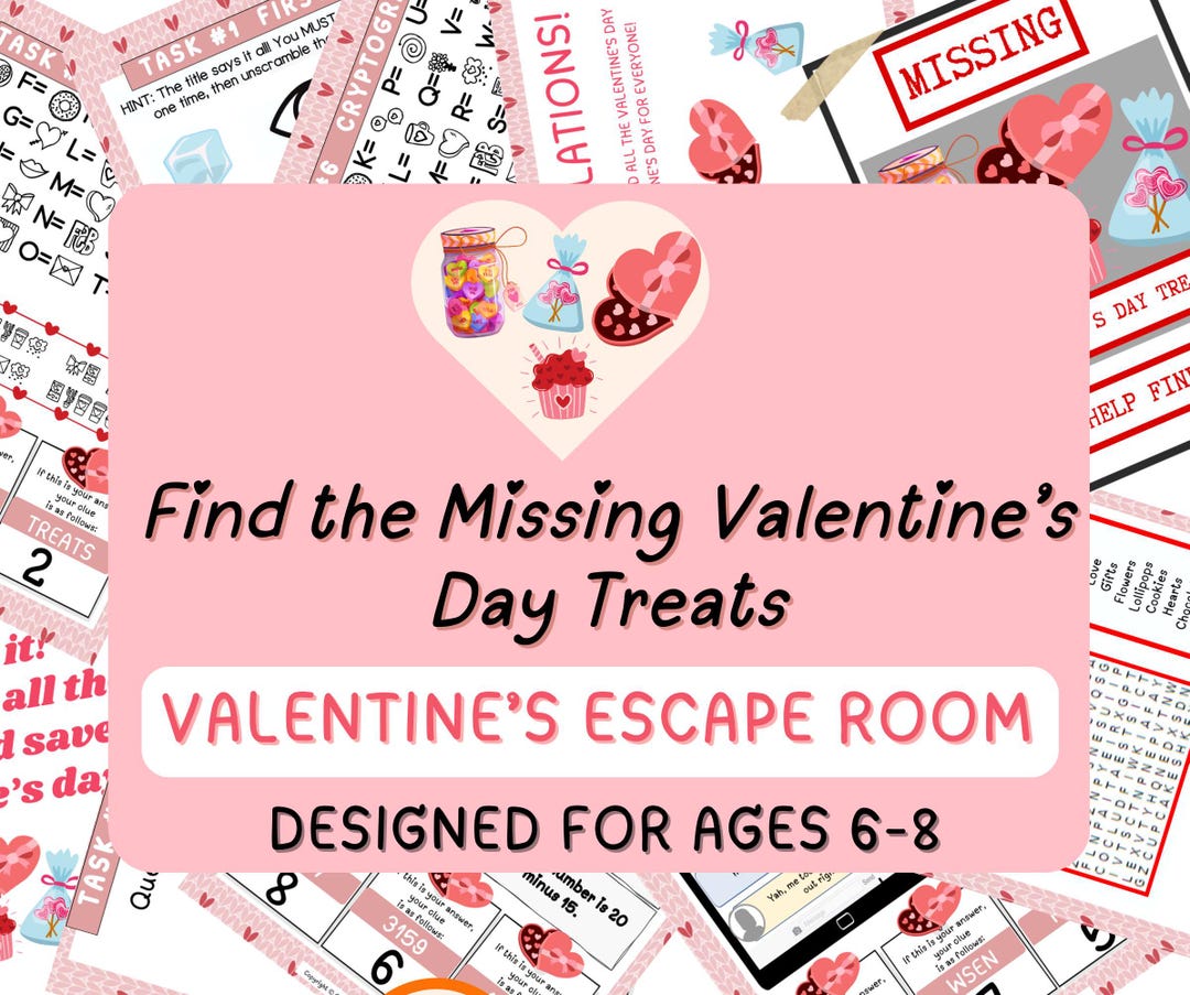Valentine Escape Room for Young Kids, Valentine's Day Activity for ...