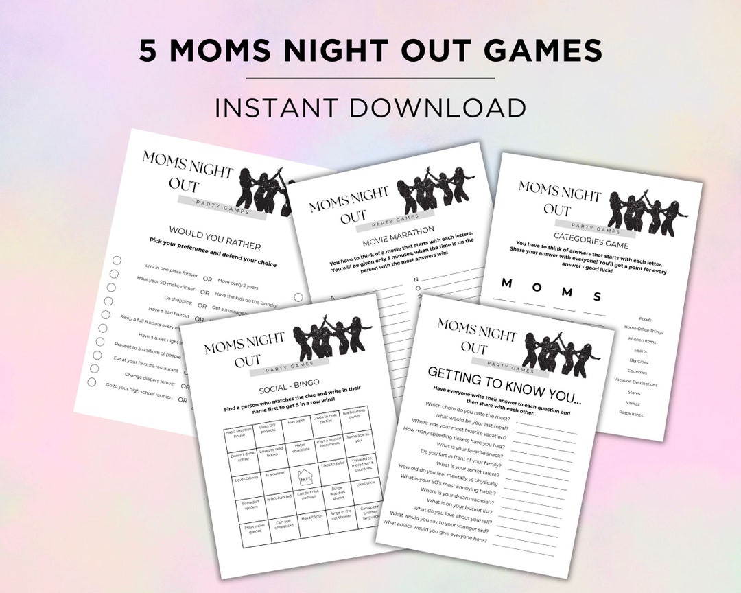 Girls Night Out Games Bundle Printables, Ladies Night Out Games, Moms Night Games, Moms Weekend ...