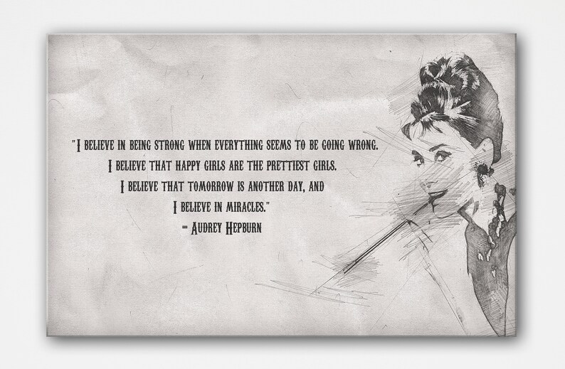 Audrey Hepburn Motivational Words & Inspiring Quotes Art Canvas Wall ...
