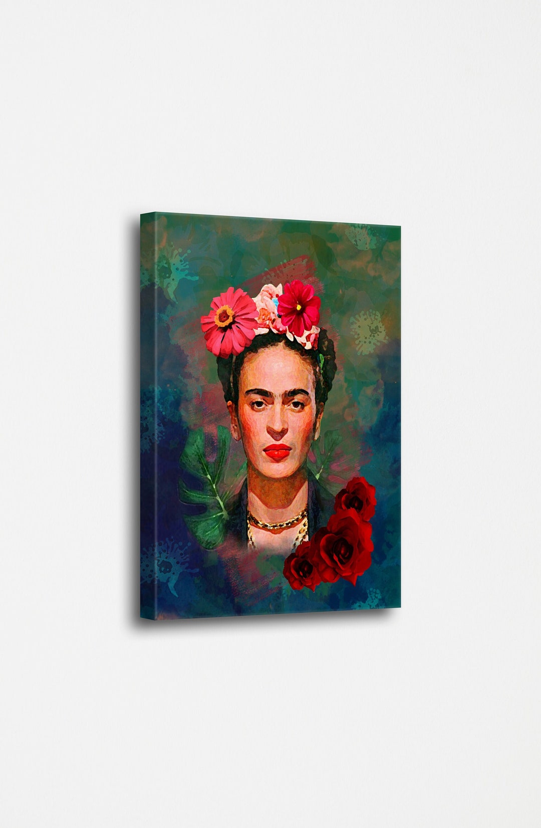 Frida Kahlo Art Canvas, Frida Kahlo Self-portrait Head Flowers Art ...