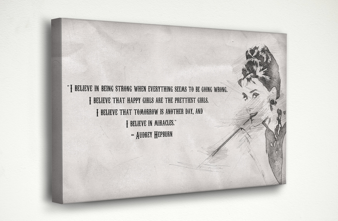 Audrey Hepburn Motivational Words & Inspiring Quotes Art Canvas Wall ...