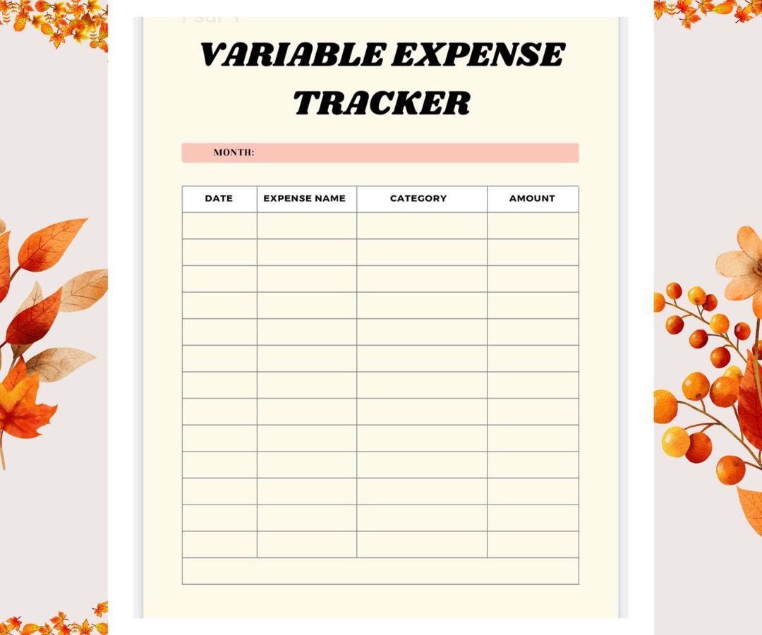 Colorful Variable Expense Tracker - Etsy