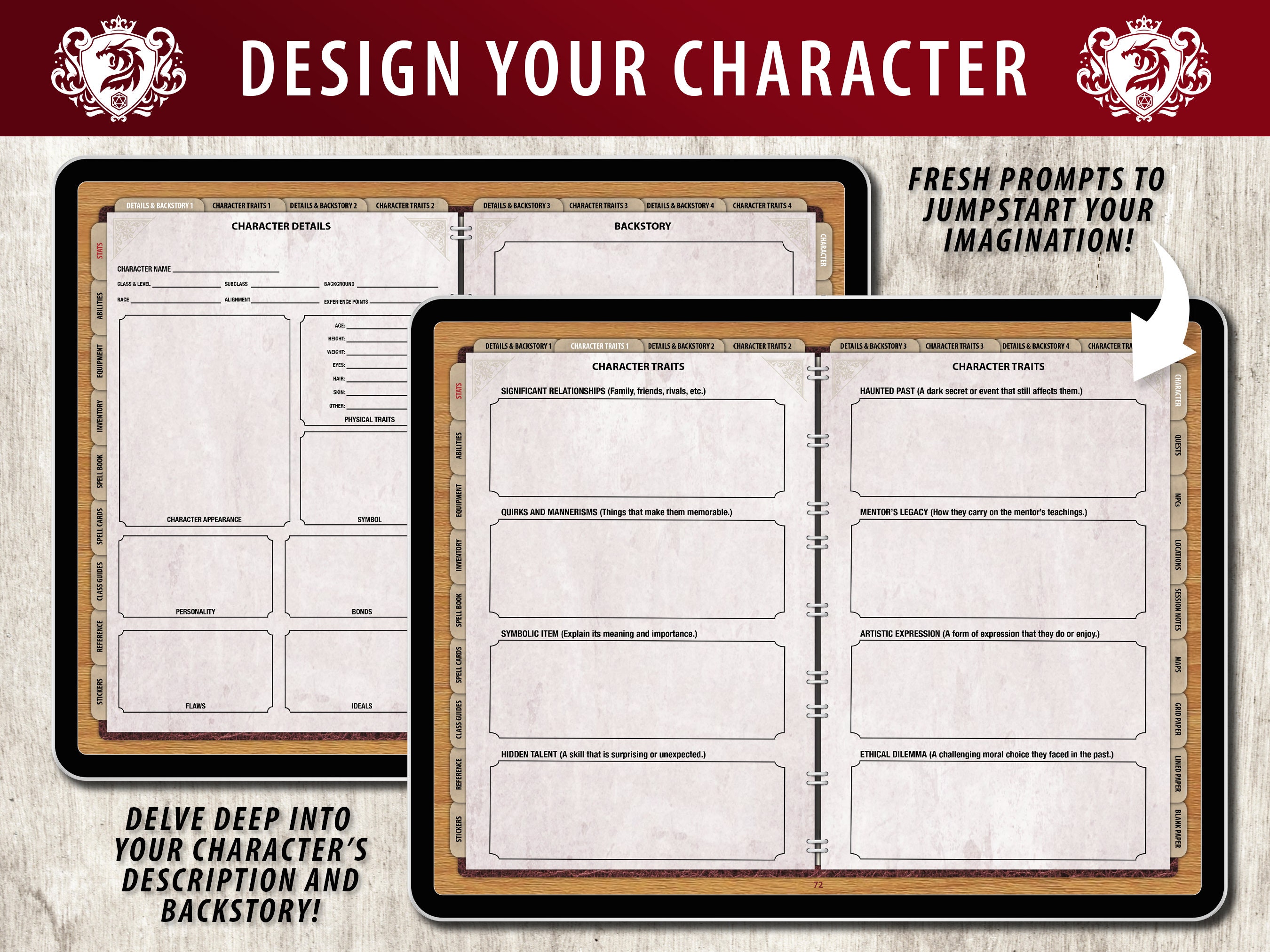 Dnd Character Sheet, Dnd Spell Cards, Dnd Tracker, Dnd Journal Digital ...