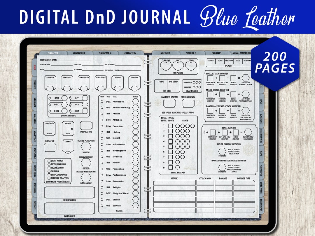 Dnd Character Sheet, Dnd Spell Cards, Dnd Tracker, Dnd Journal Digital ...