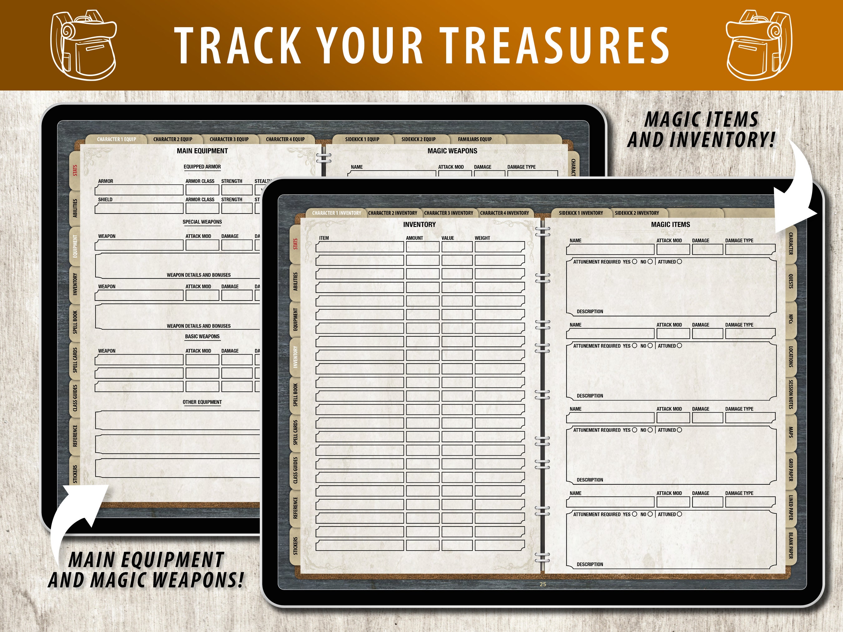 Dnd Character Sheet, Dnd Spell Cards, Dnd Tracker, Dnd Journal Digital ...