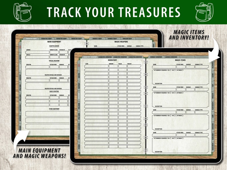 Dnd Character Sheet, Dnd Spell Cards, Dnd Tracker, Dnd Journal Digital ...