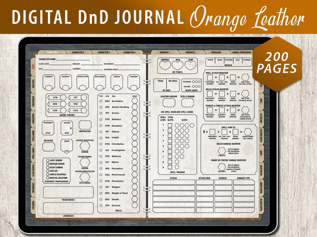 Dnd Character Sheet, Dnd Spell Cards, Dnd Tracker, Dnd Journal Digital ...