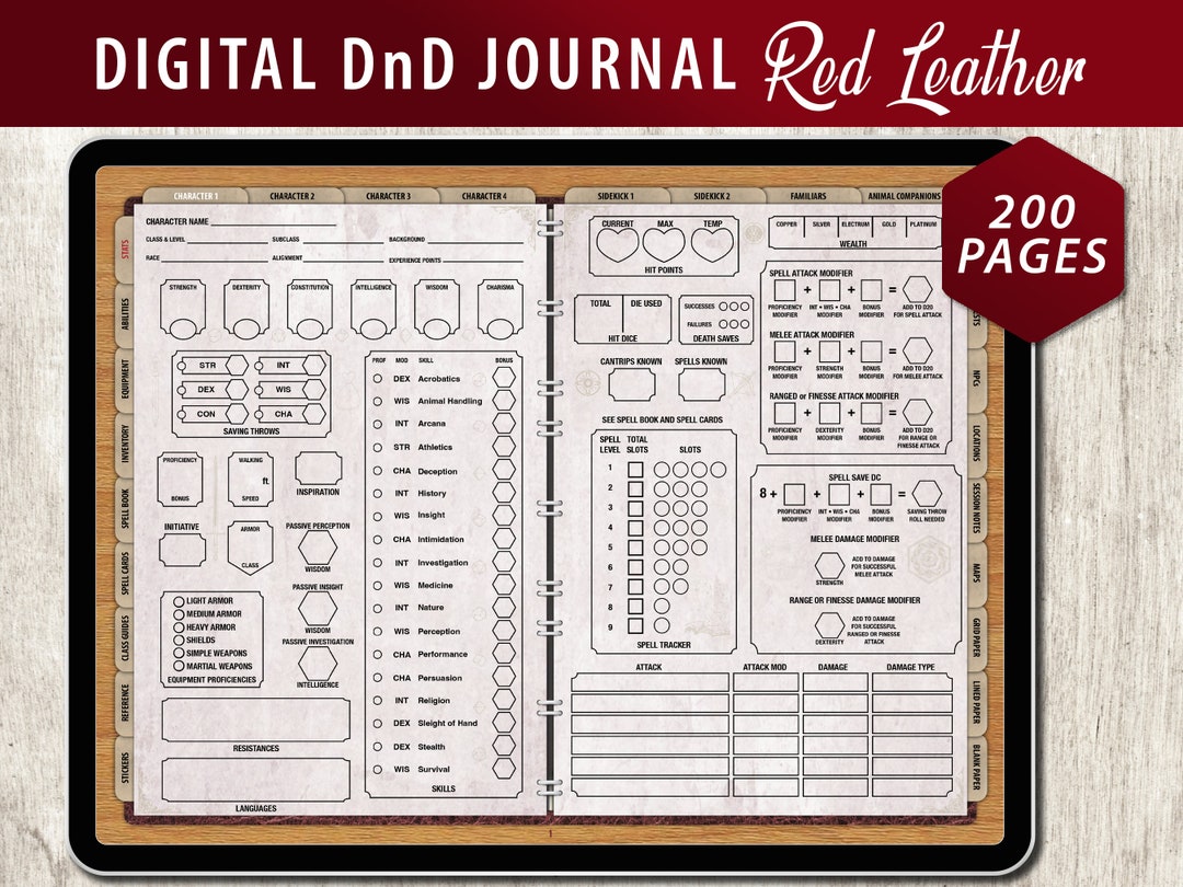 Dnd Character Sheet, Dnd Spell Cards, Dnd Tracker, Dnd Journal Digital ...