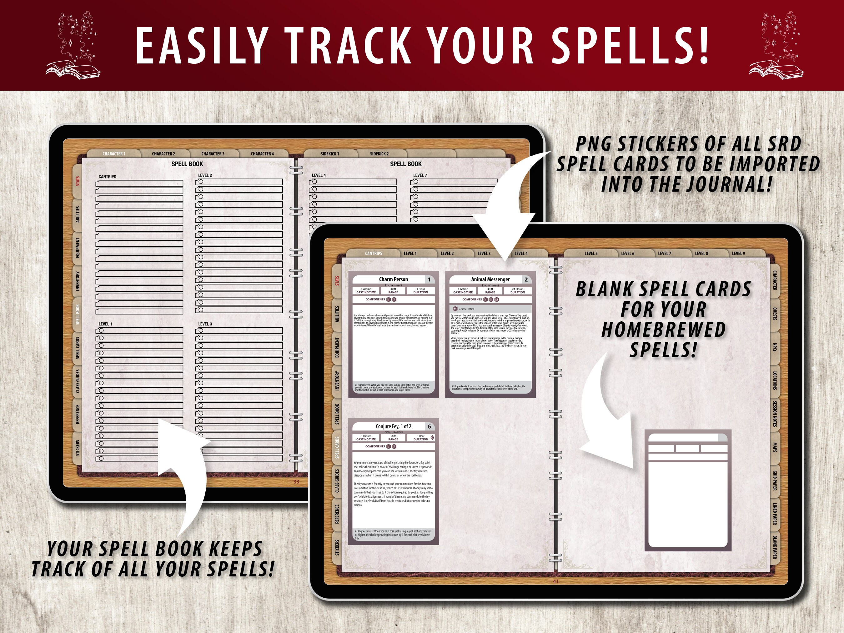 Dnd Character Sheet, Dnd Spell Cards, Dnd Tracker, Dnd Journal Digital ...