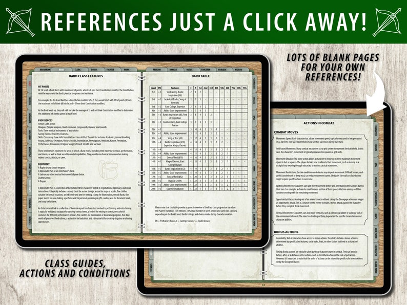 Dnd Character Sheet, Dnd Spell Cards, Dnd Tracker, Dnd Journal Digital ...