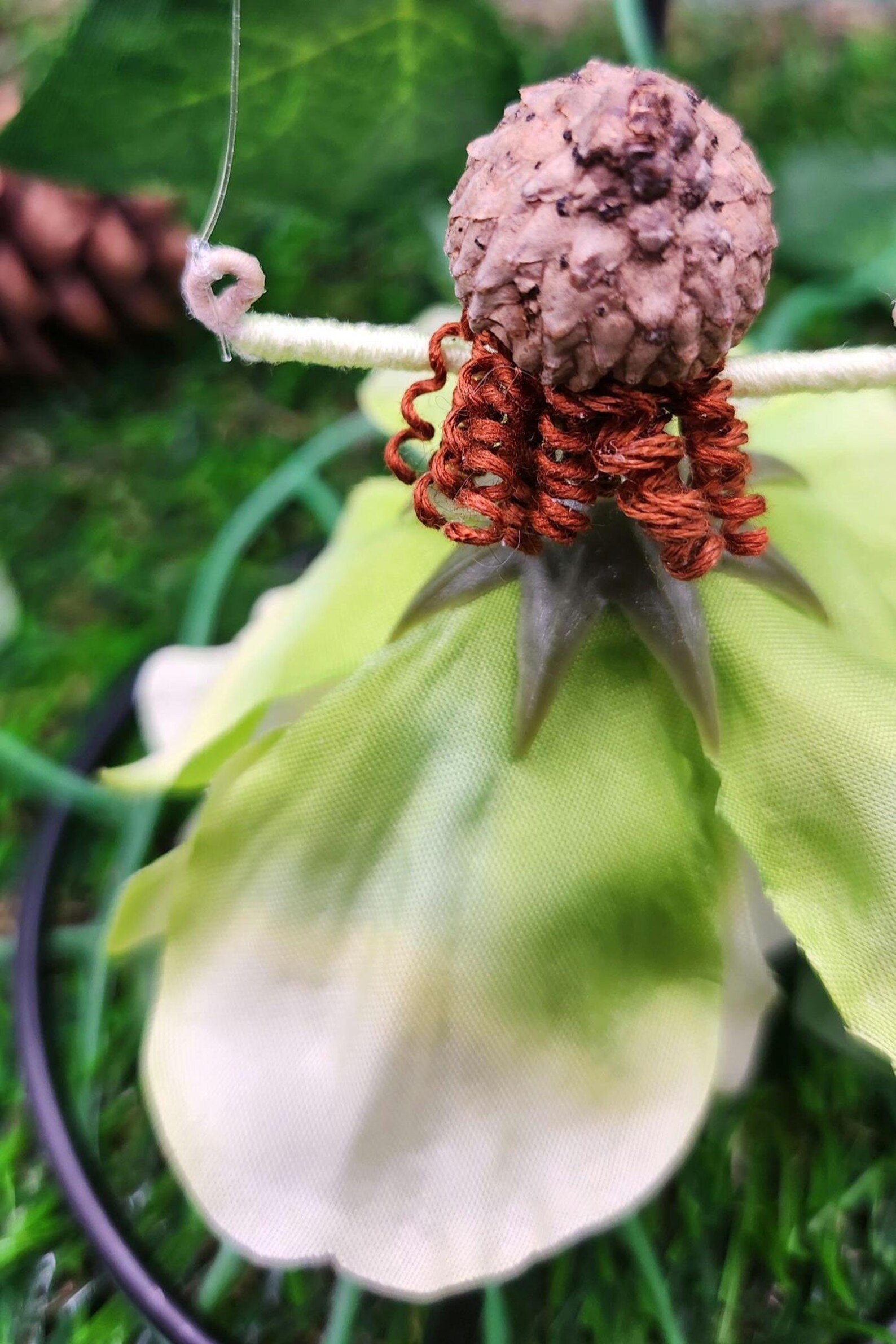 Whimsical Handmade Green Flower Leaves Fairy Doll With Auburn Red Curly ...