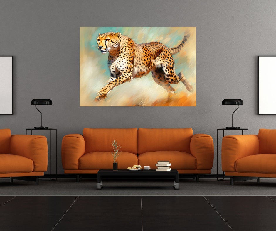 Cheetah Running Digital Art Print Cheetah Safari Animal Digital ...