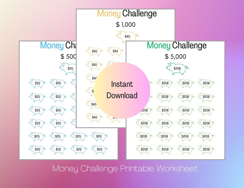 Money Challenge Printable Pages - Etsy