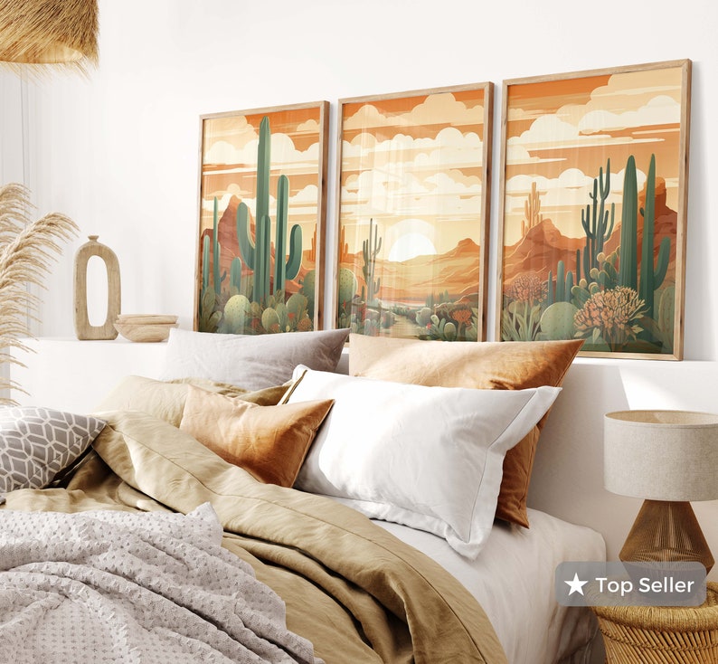 Arizona Desert Landscape Digital Print, Vibrant Cactus Wall Art ...