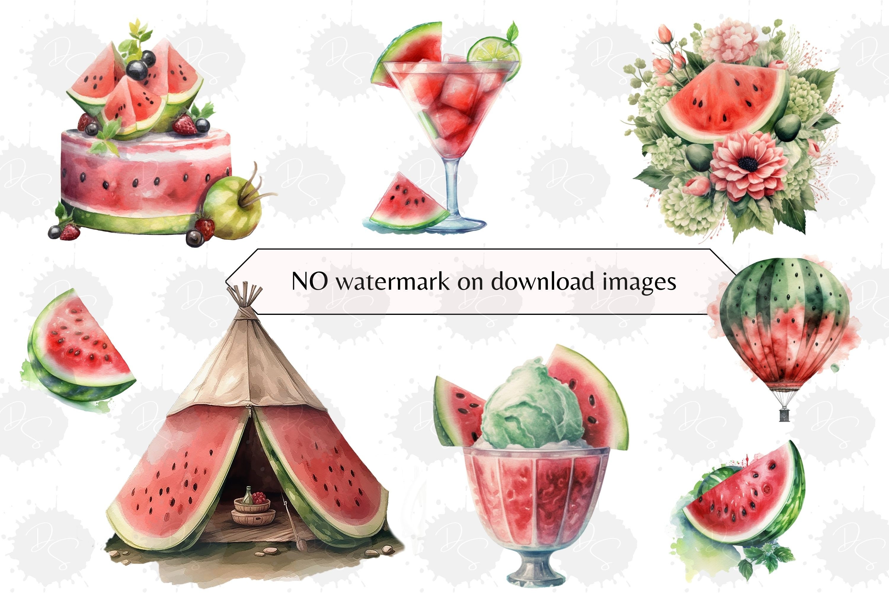 Watermelon Clip Art Watercolor, Watermelon Watercolor Clipart, Summer ...