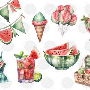 Watermelon Clip Art Watercolor, Watermelon Watercolor Clipart, Summer ...