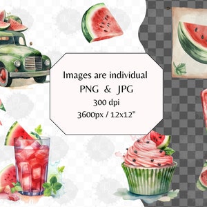 Watermelon Clip Art Watercolor, Watermelon Watercolor Clipart, Summer ...