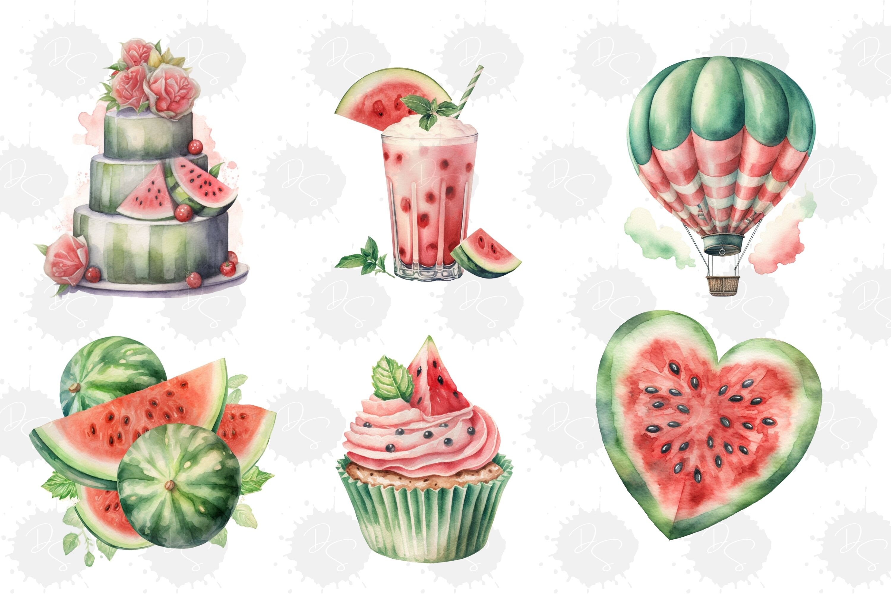 Watermelon Clip Art Watercolor, Watermelon Watercolor Clipart, Summer ...