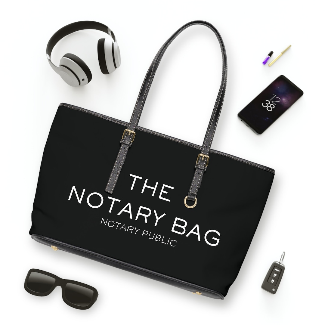 Notary Public Tote Bag: Custom Leather Work Bag for Loan Signing Agents ...