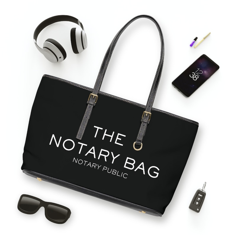 Notary Public Tote Bag: Custom Leather Work Bag for Loan Signing Agents ...