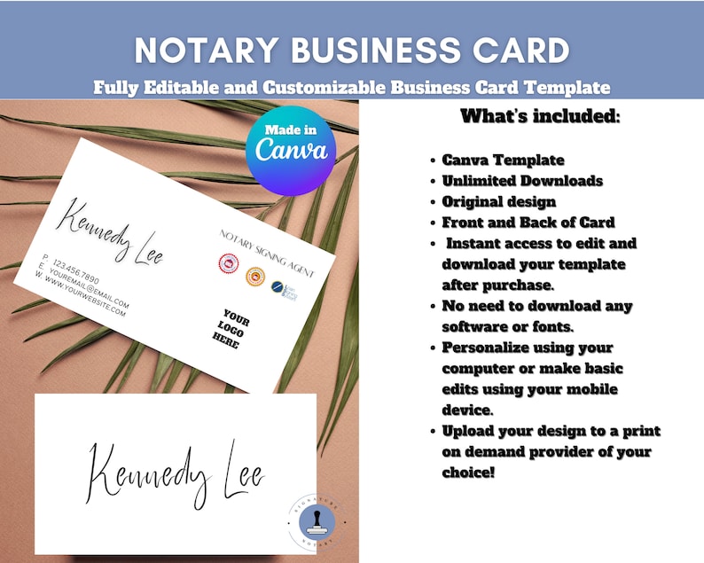 Editable Notary Business Card Template | Custom Notary Public Card ...