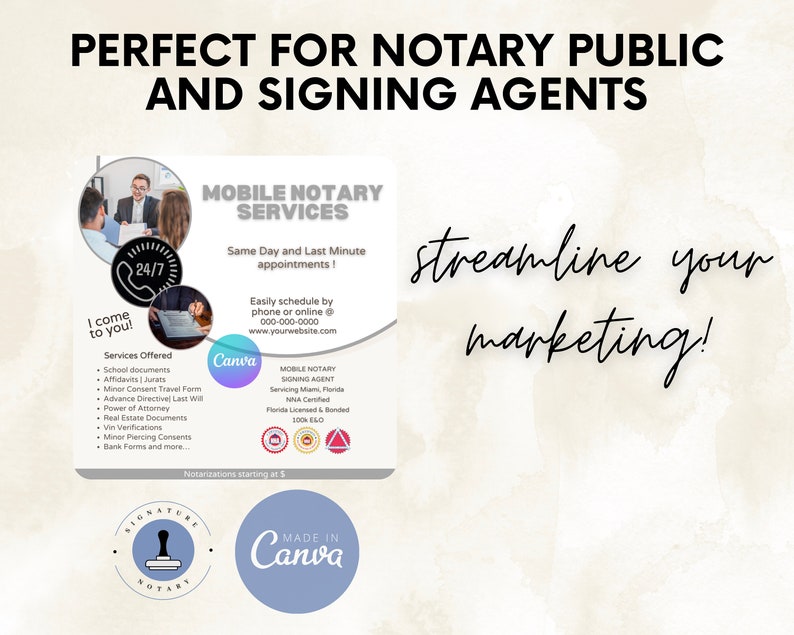 Notary Public Marketing Flyers, Notary Signing Agent Branding, Notary ...