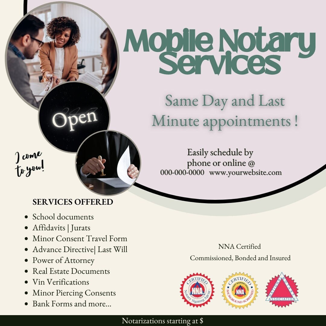 Notary Public Social Media Templates: Canva Editable Posts (instant ...