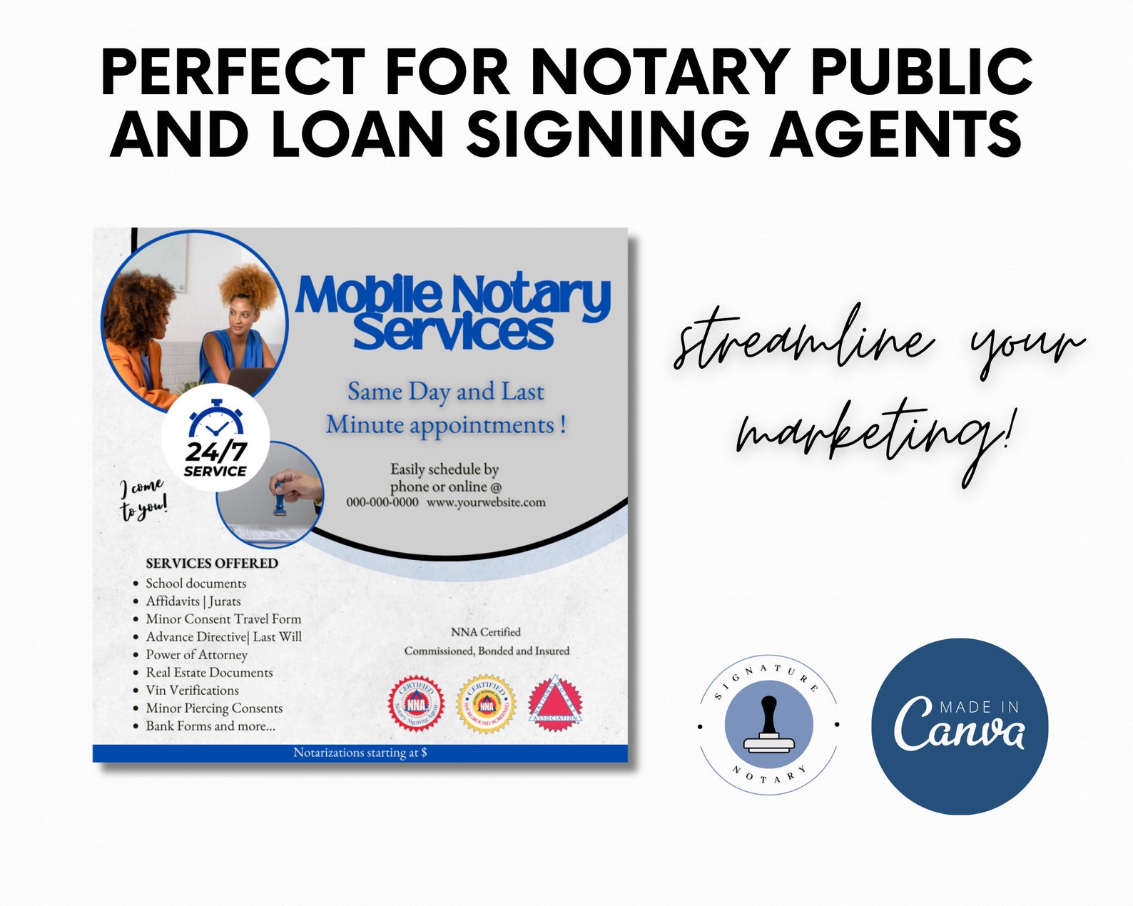 Notary Public Social Media Templates: Canva Editable Posts (instant ...
