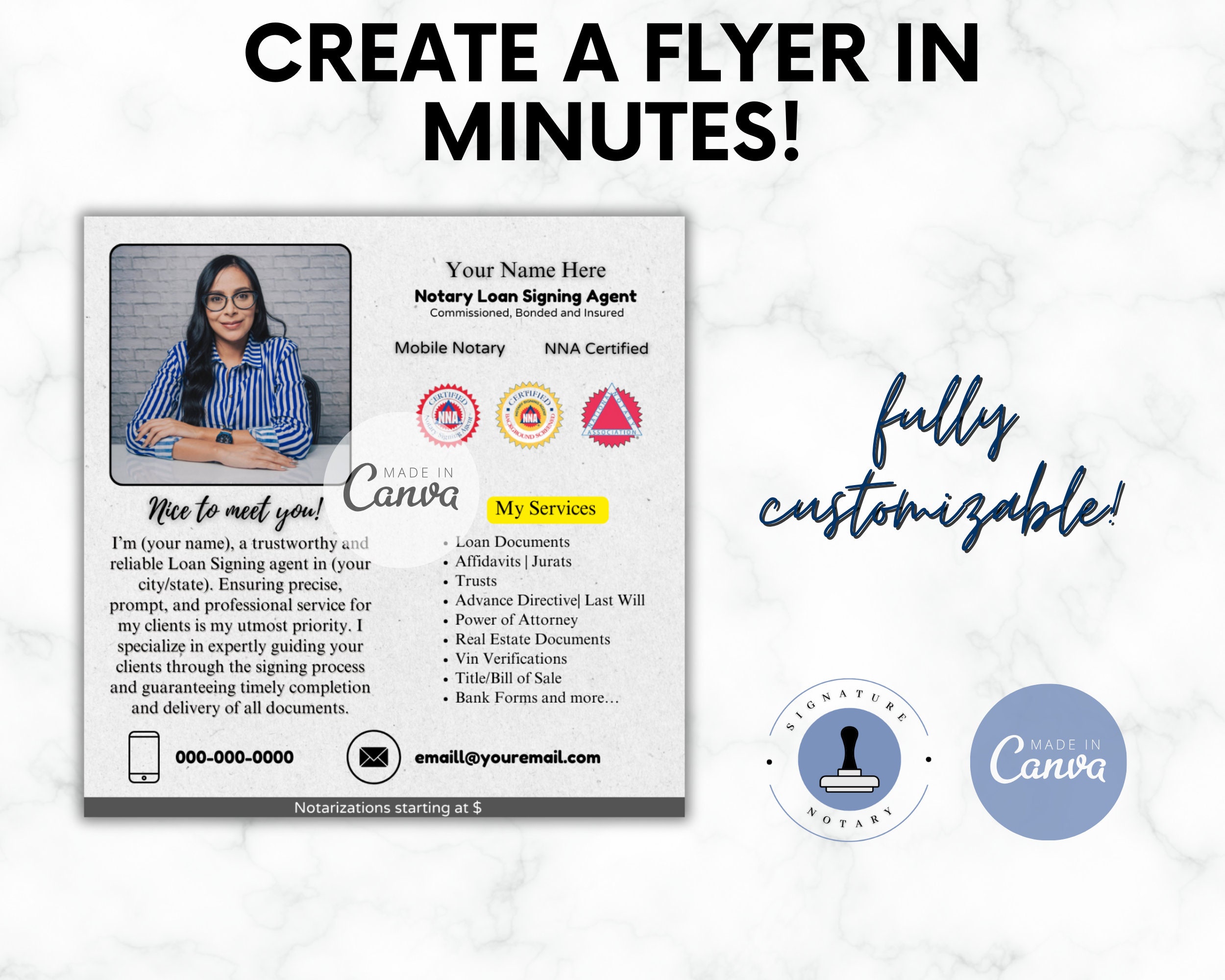 Editable Loan Signing Agent Flyer Template: Notary Marketing (canva ...
