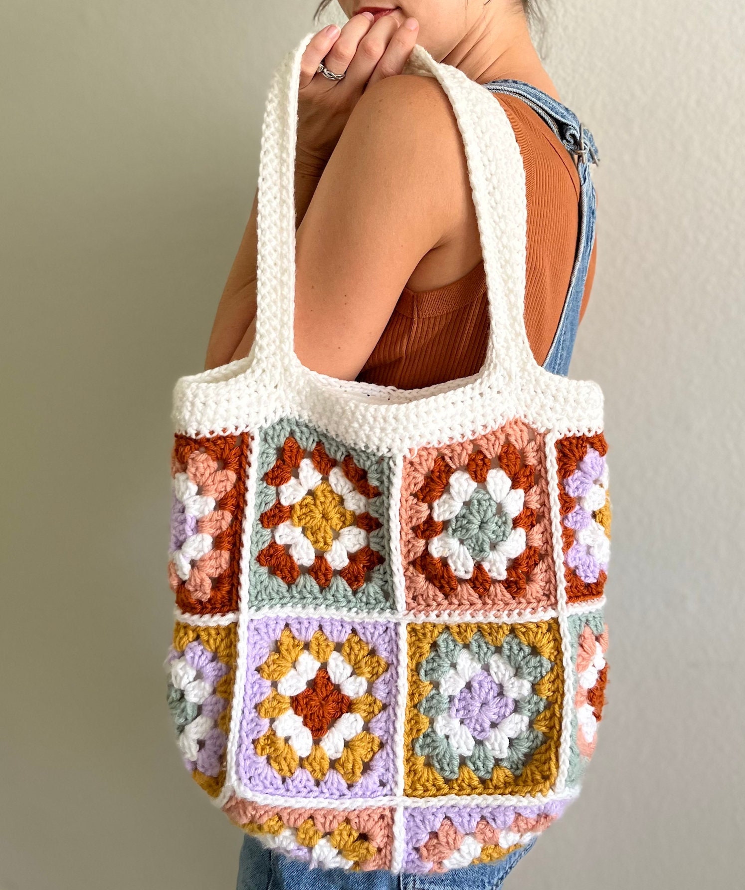 Crochet Granny Square Medium Tote Bag - Etsy