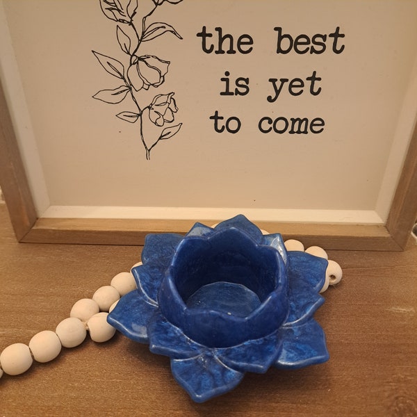 Blue Lotus Candle Holder - Etsy