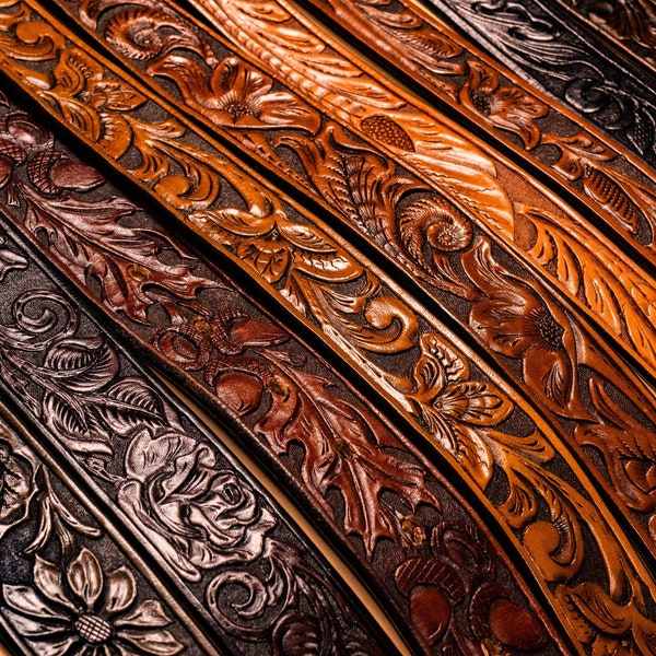 Stamped Leather Belt - Etsy