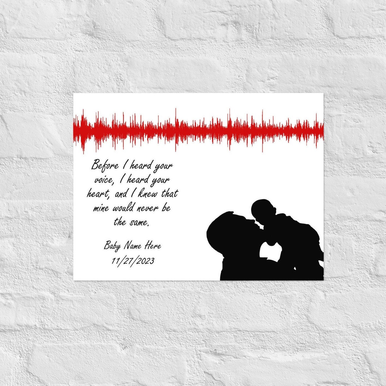 Father's Day Heartbeat Soundwave & Silhouette Print - Personalized Gift ...