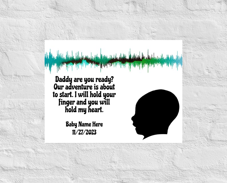 Father's Day Heartbeat Soundwave & Silhouette Print Personalized Gift ...