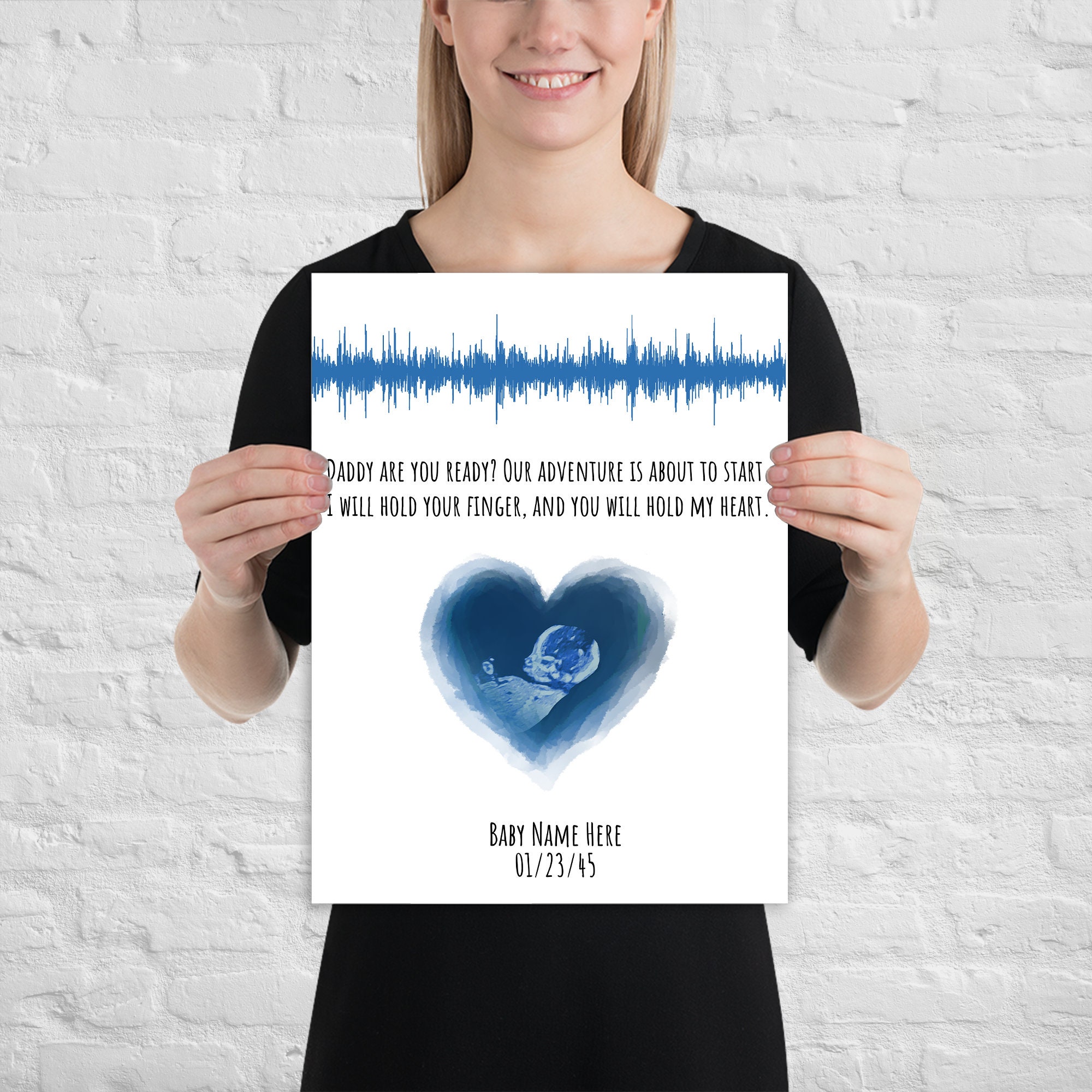 Sonogram & Heartbeat Waveform Digital Print - Personalized Gift for ...