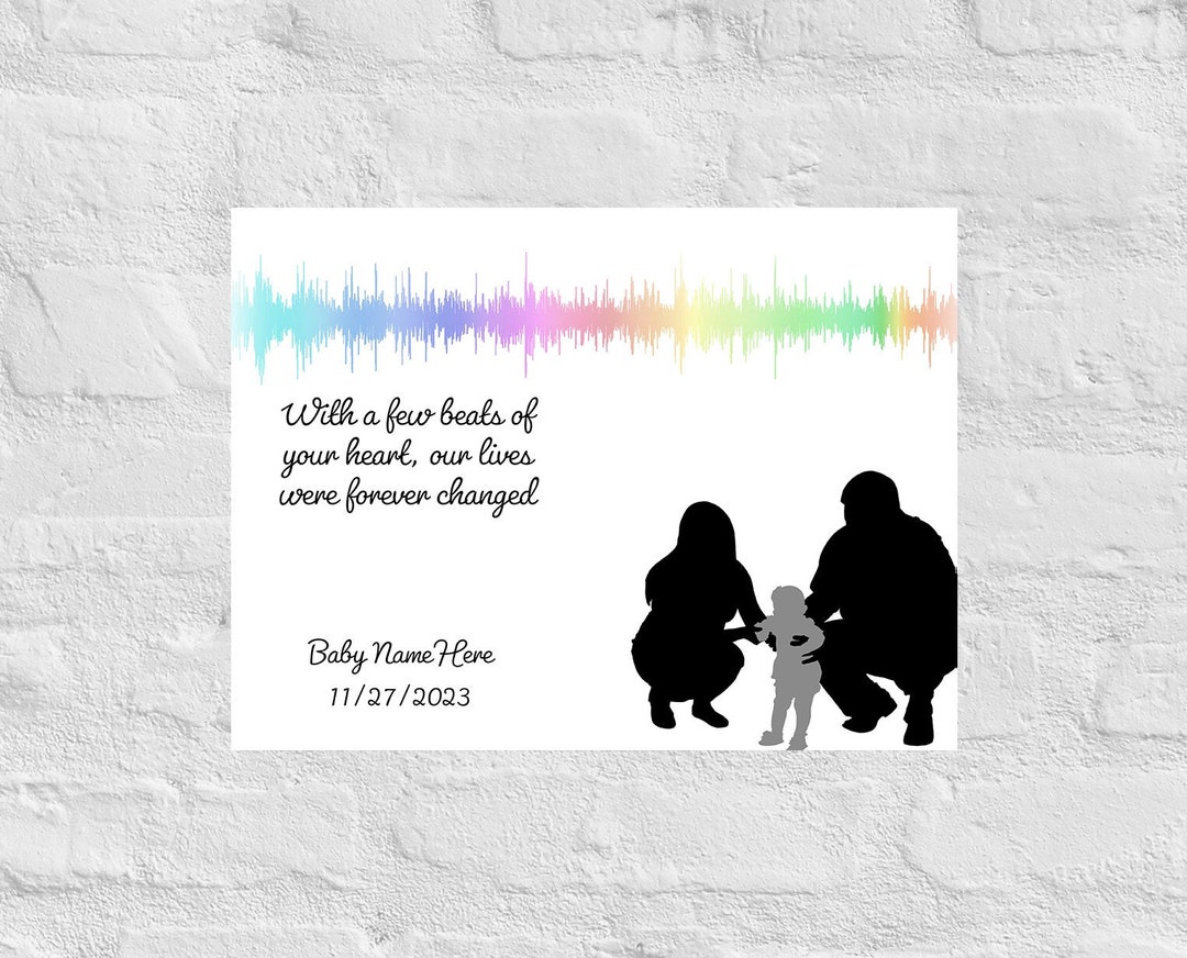 Father's Day Heartbeat Soundwave & Silhouette Print - Personalized Gift ...