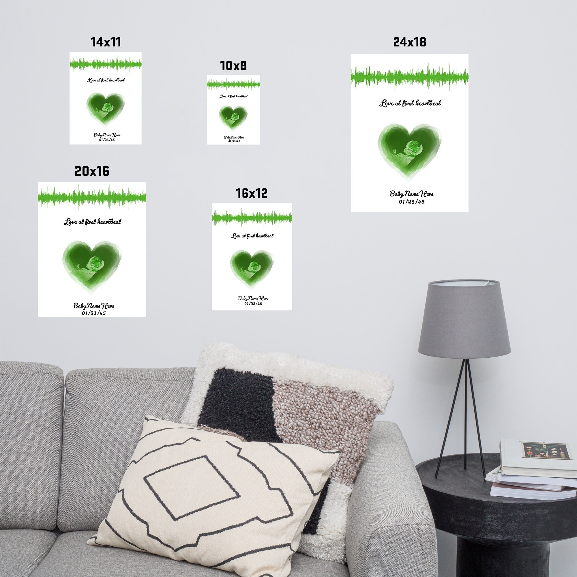 Sonogram & Heartbeat Waveform Digital Print - Personalized Gift for ...