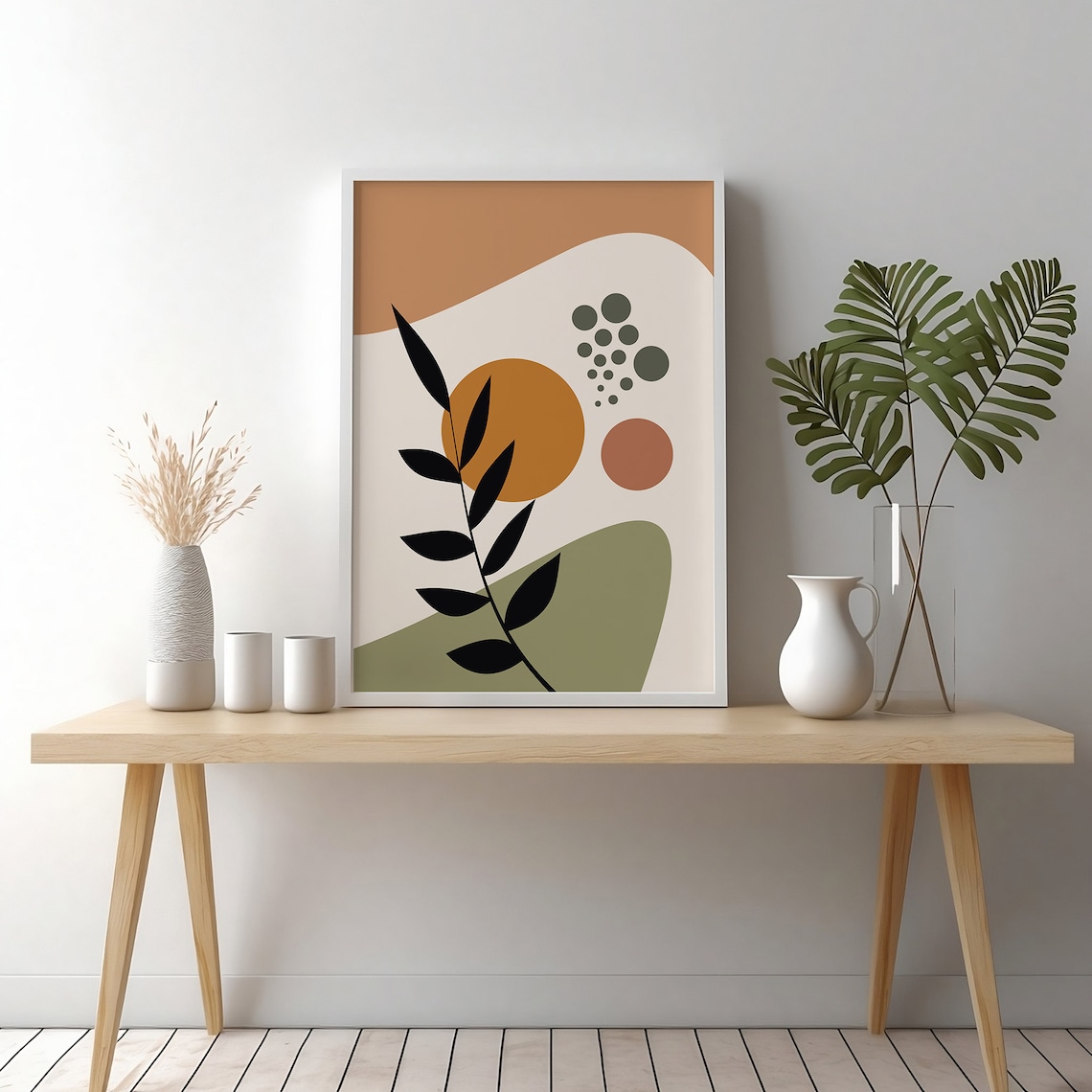 Boho Abstract Wall Art Decor: Set of 3 Prints Green and - Etsy