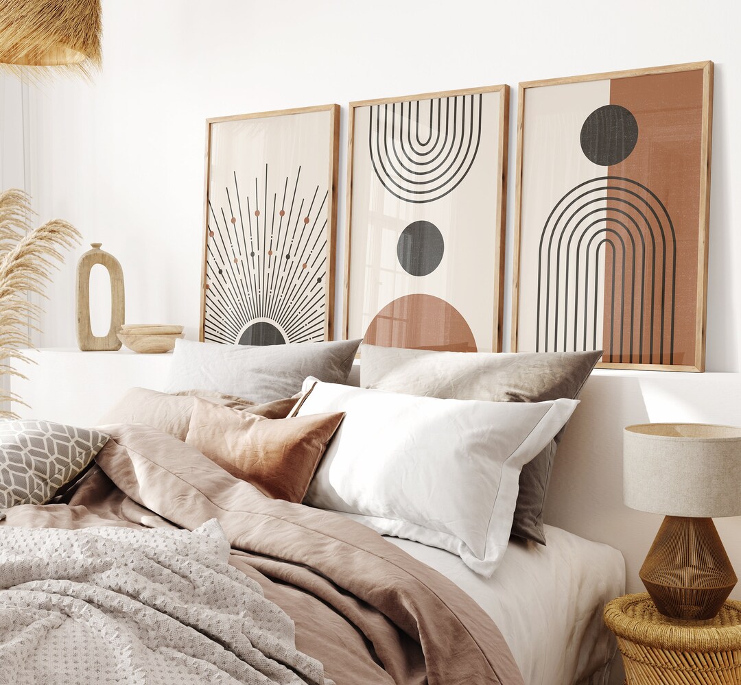 Boho Wall Art, Abstract Wall Art, Terracotta Prints, Set of 3 Prints ...