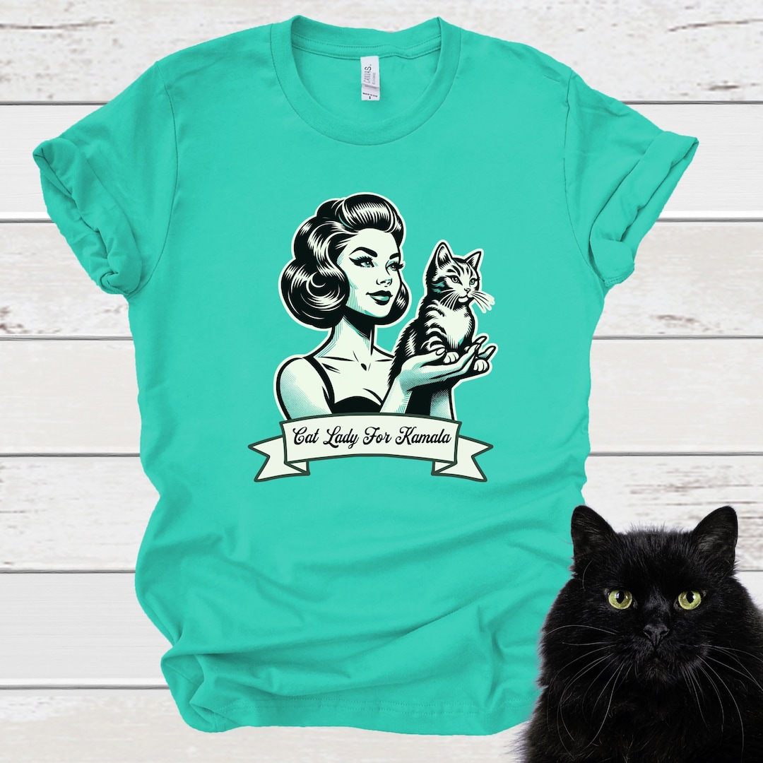Cat Lady for Kamala Shirt, Retro Cat Lady, Kamala Harris for President ...