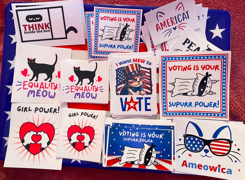 I Want Mew to Vote Meow Cat Sticker - Funny Political Sticker ...